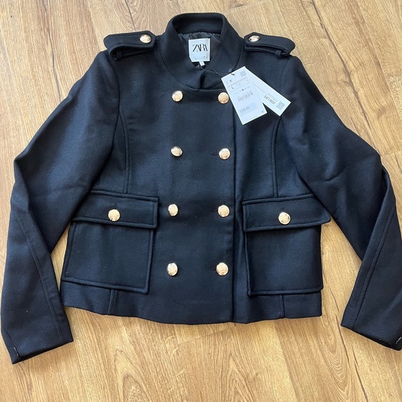 Zara | Jackets & Coats | Zara Gold Buttons Wool Jacket | Poshmark